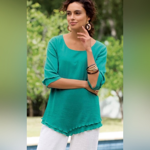 Soft Surroundings Tops Nwt Women Siesta Key Tunic Tropical Green Poshmark